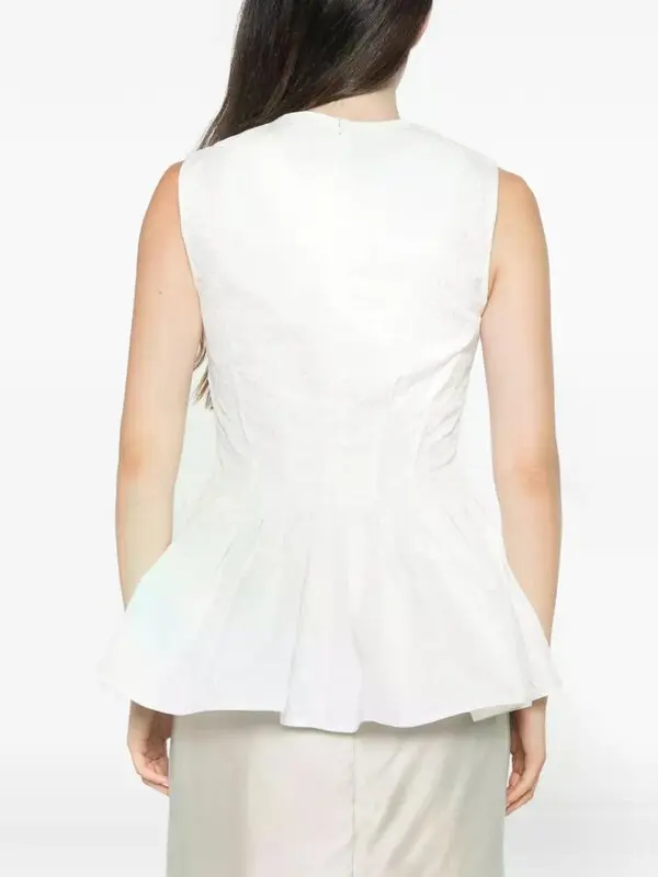 Cecilie Bahnsen Matelassé Floral Embroidery Peplum Top