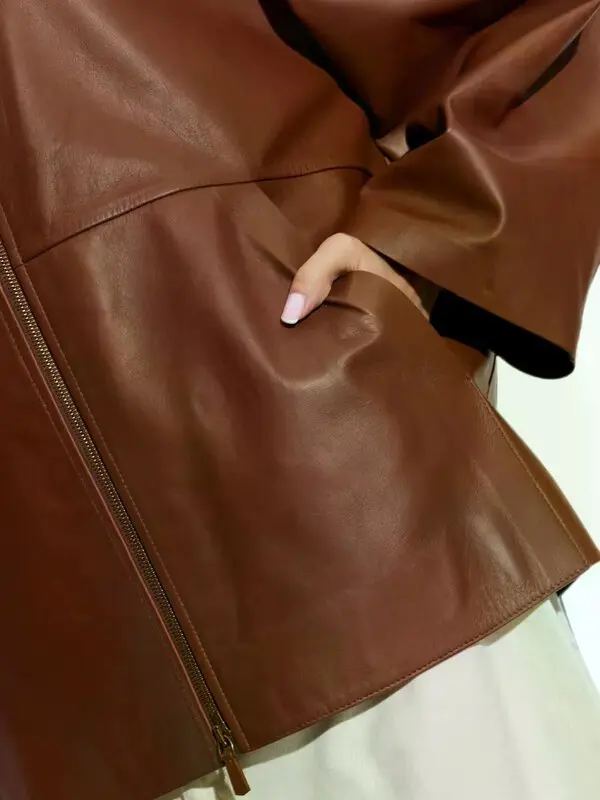 Max Mara Hooded Leather Jacket
