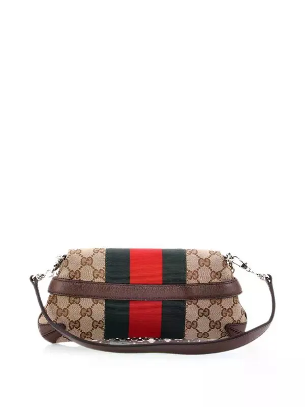 Gucci Horsebit Nm Web Chain Clutch Gg Canvas Small Shoulder Bag - Brown