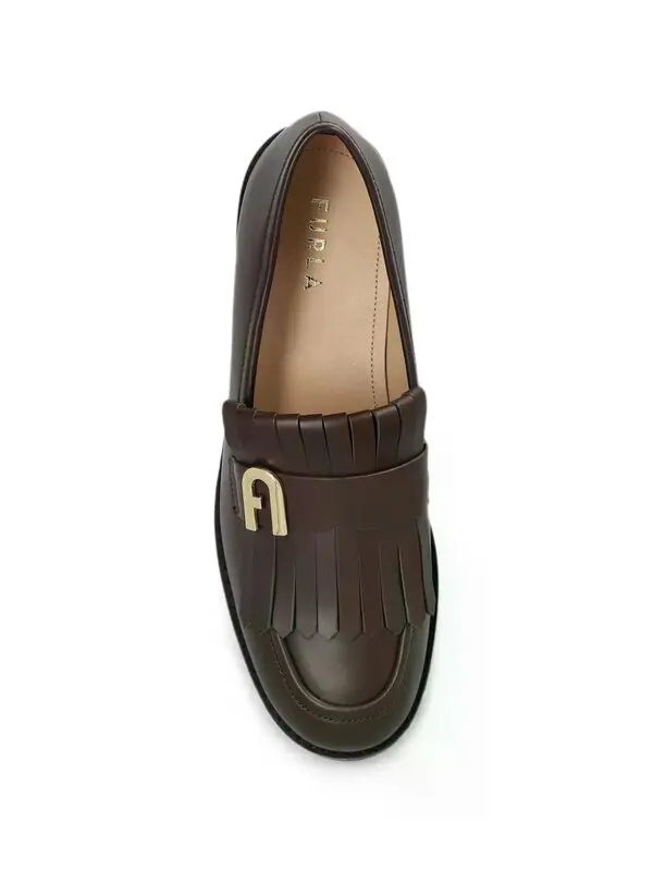 Furla Fringe Detail Logo Plaque Loafers