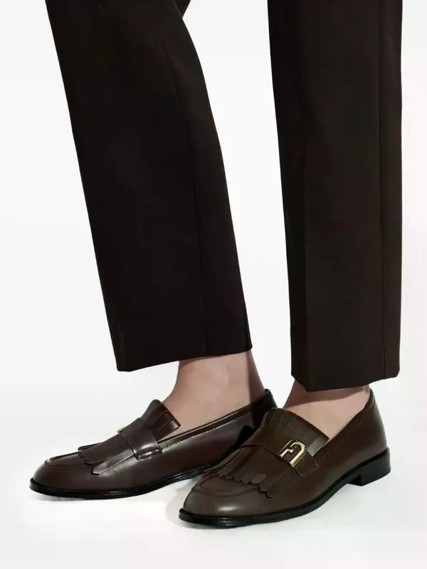 Furla Fringe Detail Logo Plaque Loafers