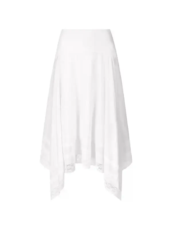 Staud Ainsley Lace-trim Asymmetric Handkerchief Hem Skirt - White
