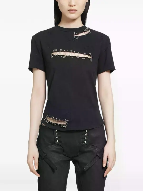 DILARA FINDIKOGLU Safety-pin Cut-out T-shirt - Black