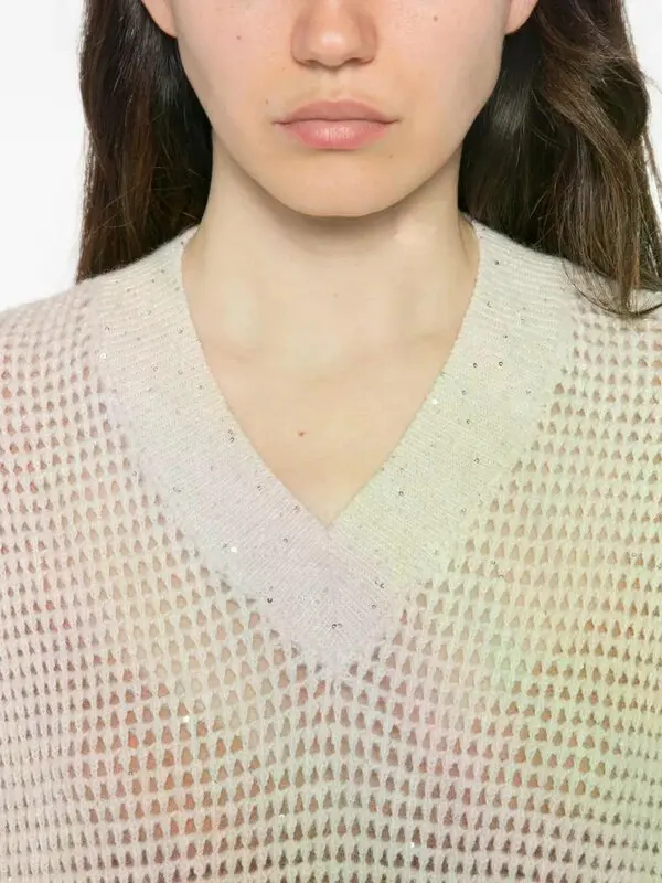 Peserico Sequin-embellished Open-knit Top