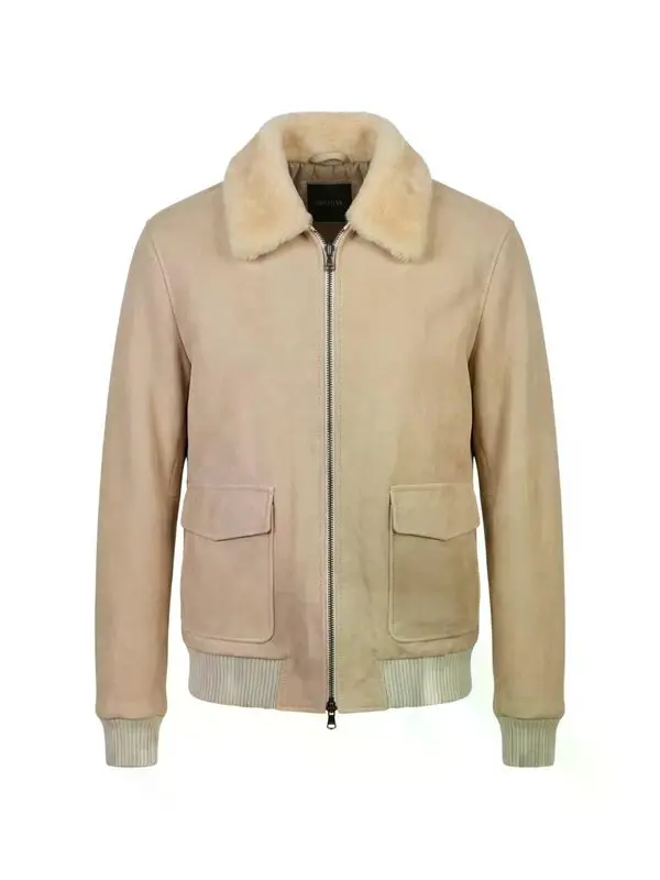 BARBA NAPOLI Shearling-collar Leather Jacket