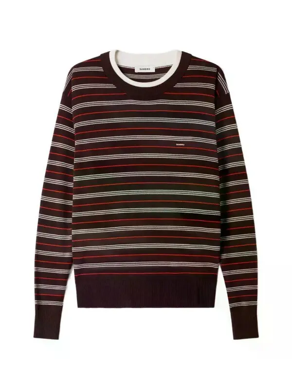 Sandro Striped Wool Crew Neck Sweater