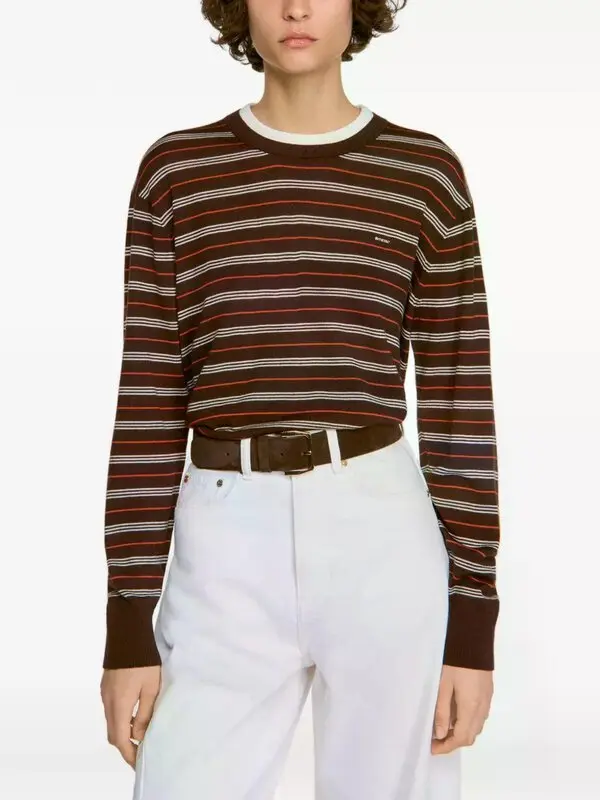 Sandro Striped Wool Crew Neck Sweater