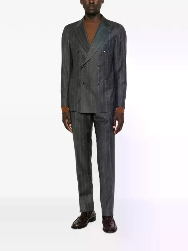 Tagliatore Stripe-pattern Double-breasted Suit - Grey