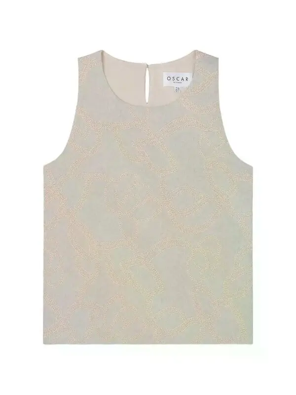 OSCAR THE COLLECTION Embroidered Sleeveless Top - Neutrals