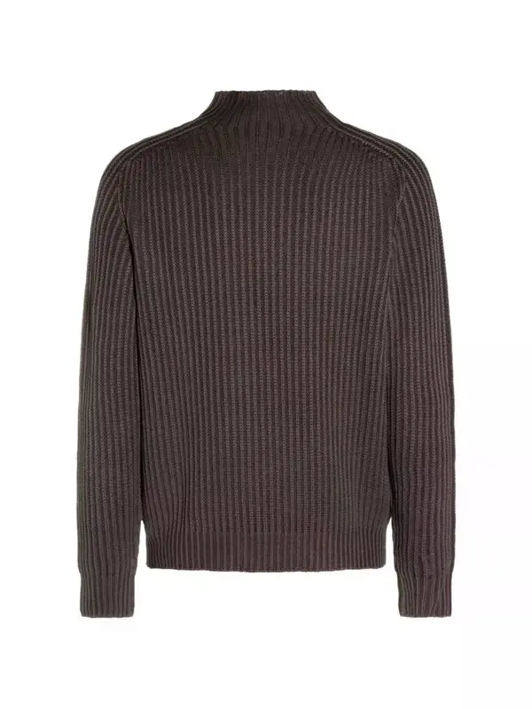 04651 / A TRIP IN A BAG Ribbed-knit Mock-neck Sweater
