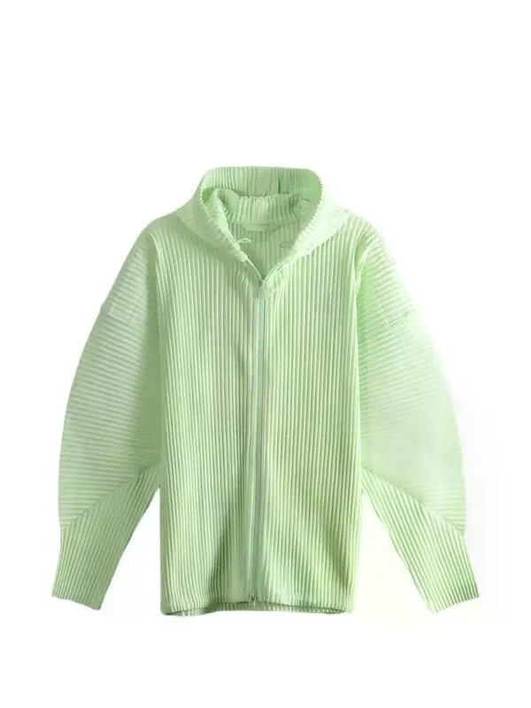 Issey Miyake Pleated Hooded Jacket - Green