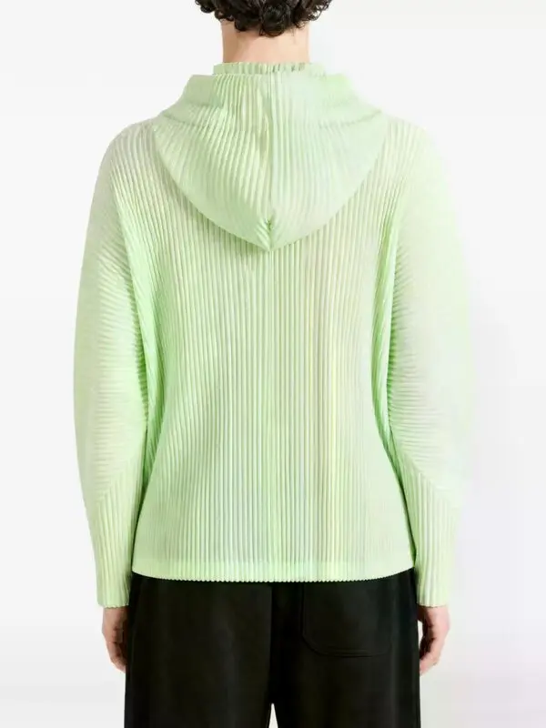 Issey Miyake Pleated Hooded Jacket - Green