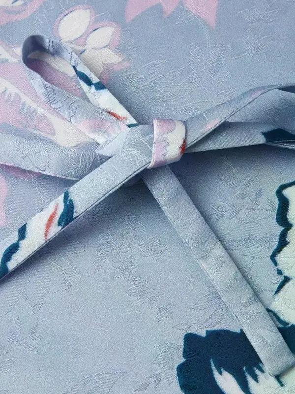 Shanghai Tang Floral Print Silk Midi Dress