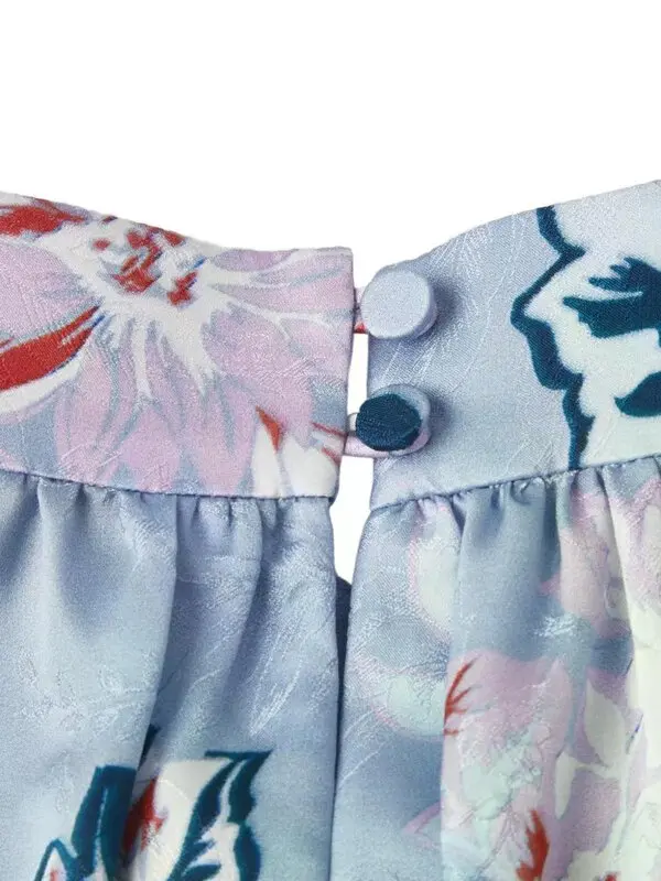 Shanghai Tang Floral Print Silk Midi Dress