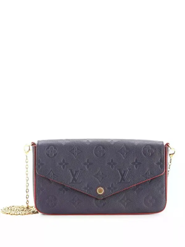 LOUIS VUITTON Felicie Pochette Monogram Empreinte Leather Crossbody Bag - Blue