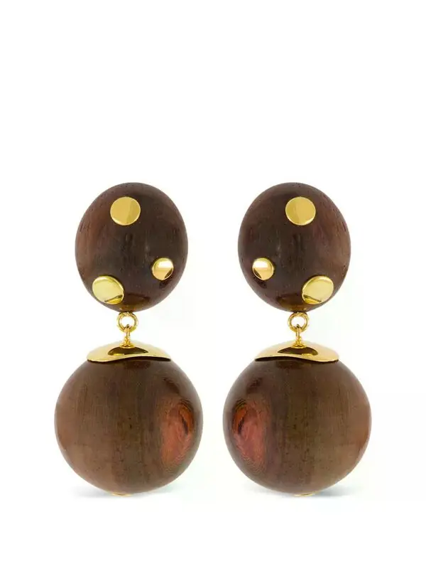 LIZZIE FORTUNATO Studded Wood Drop Earrings