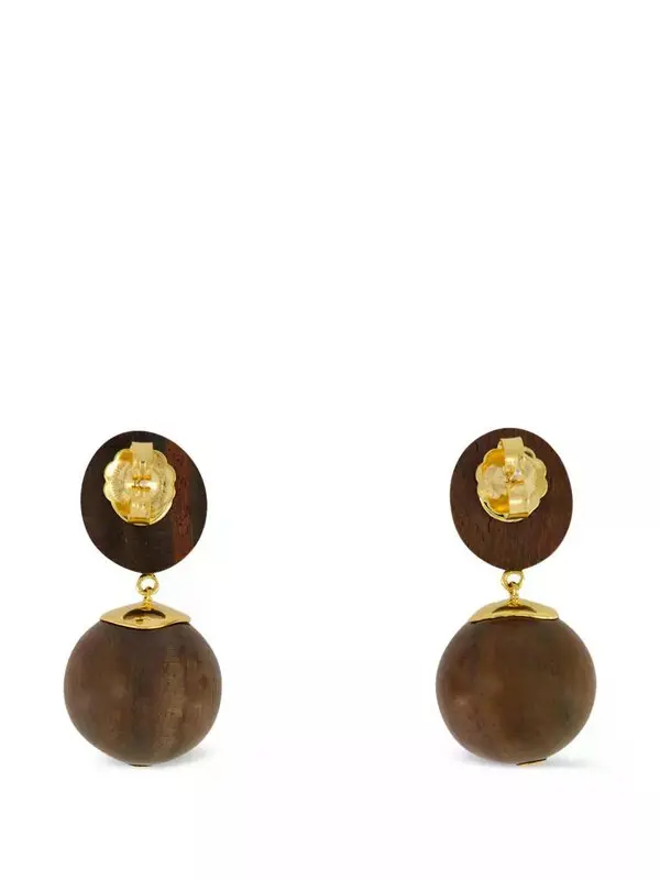 LIZZIE FORTUNATO Studded Wood Drop Earrings