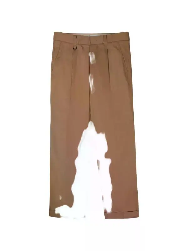 PAOLO PECORA Pleated-detail Straight-leg Trousers - Brown