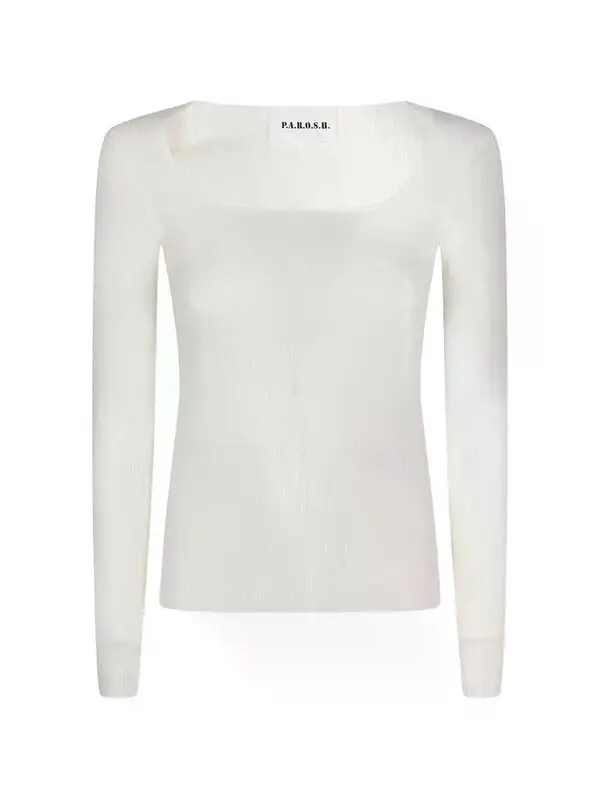 P.a.r.o.s.h Ribbed-knit Square-neck T-shirt