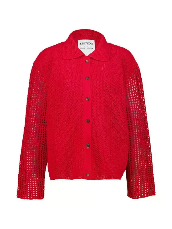 Escvdo Crochet-appliqué Knitted Shirt
