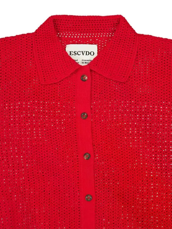 Escvdo Crochet-appliqué Knitted Shirt