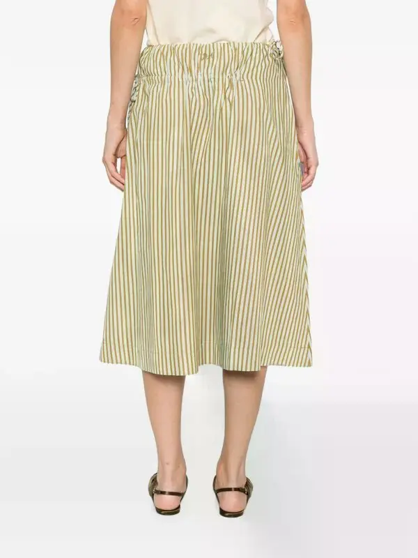 DAMSON MADDER Caspia Midi Skirt With Vertical Stripes - Green