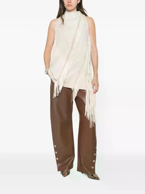 Sportmax Leather Trousers With Press-stud Detailing