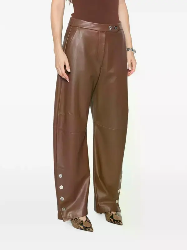 Sportmax Leather Trousers With Press-stud Detailing