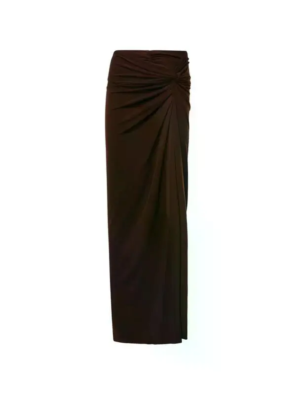 Andamane Twist-detail Gathered Maxi Skirt - Brown