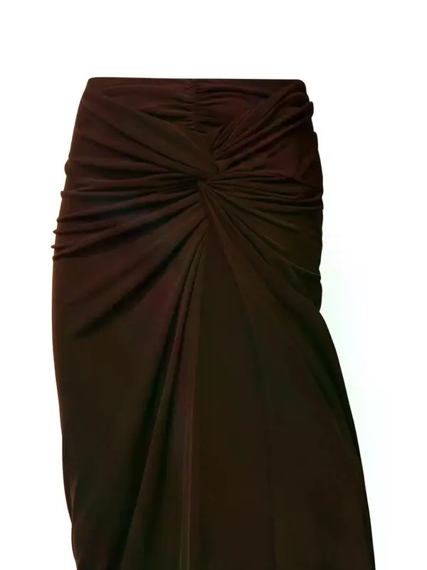 Andamane Gathered Maxi Skirt With Twist Detail - Brown