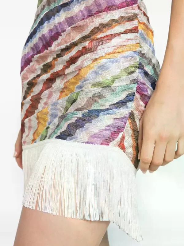 Missoni Fringed Zigzag-print Mini Dress