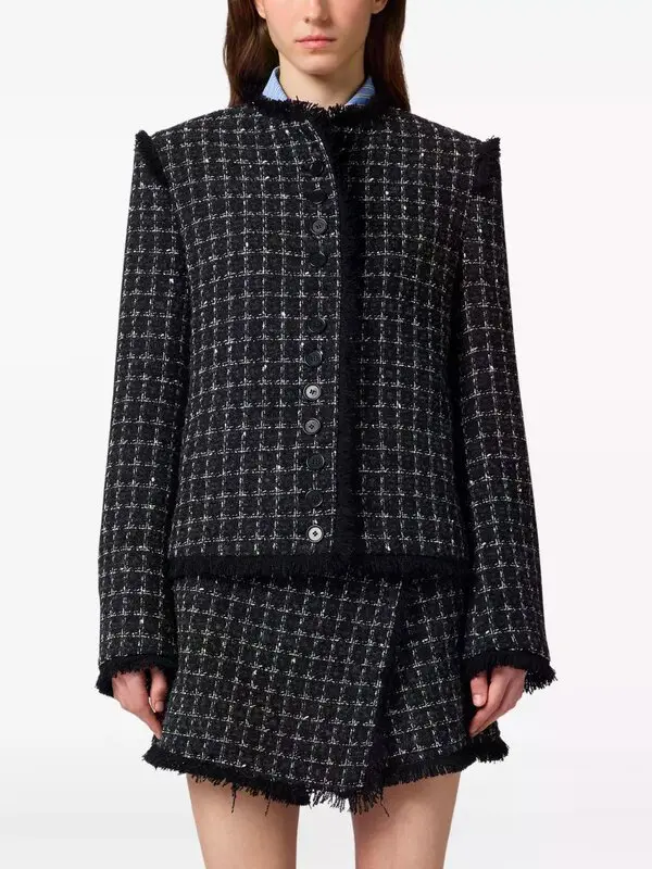MSGM Bouclé-tweed Frayed Jacket