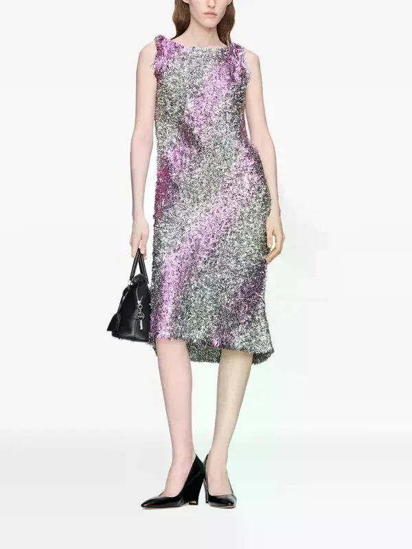MAISON MARGIELA Foil Stripe-pattern Dress - Grey