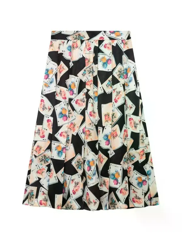 MSGM Playing-card-print Pleated Midi Skirt