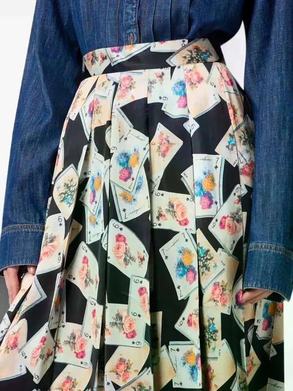 MSGM Playing-card-print Pleated Midi Skirt