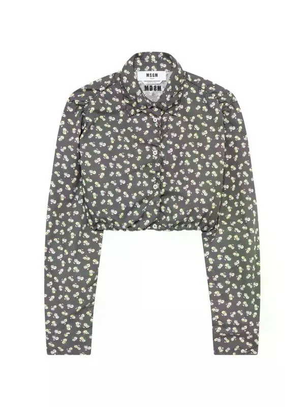 MSGM Floral-print Cropped Shirt