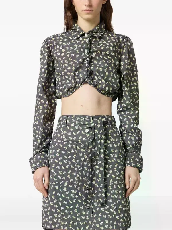 MSGM Floral-print Cropped Shirt