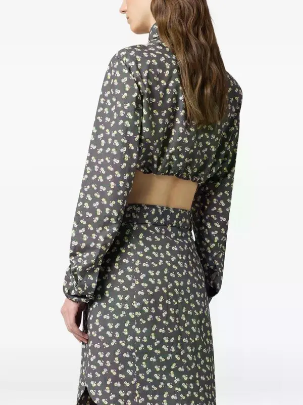 MSGM Floral-print Cropped Shirt