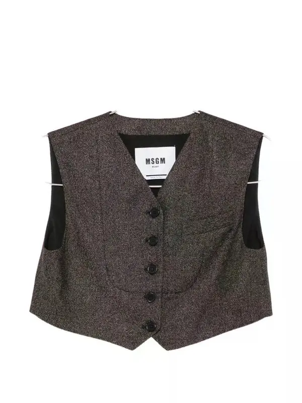 MSGM Cropped Button-up Waistcoat - Brown