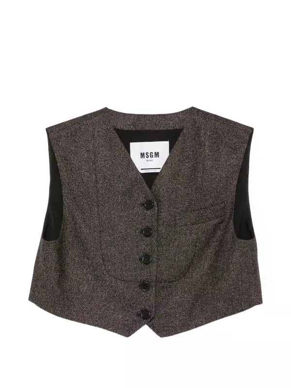 MSGM Cropped Button-up Waistcoat - Brown
