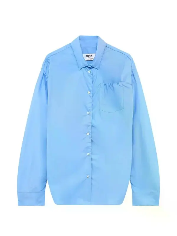 MSGM Ruched Chest-pocket Shirt - Blue