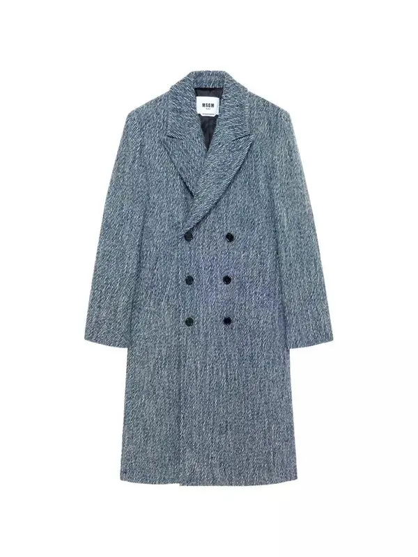 MSGM Double-breasted Marl-effect Coat