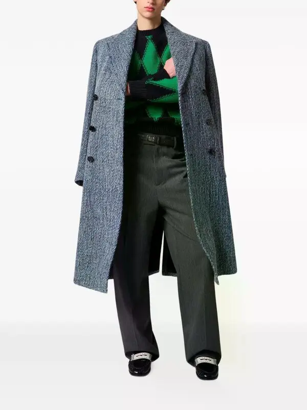 MSGM Double-breasted Marl-effect Coat