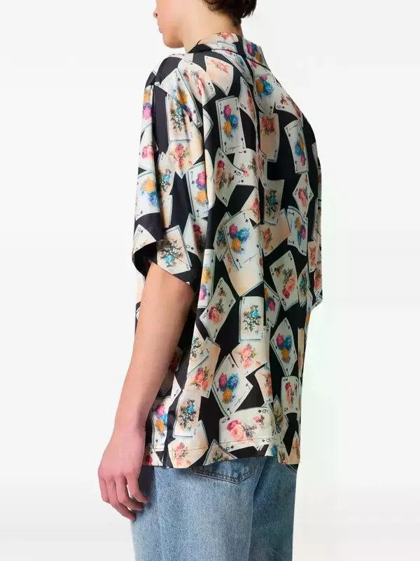 MSGM Playing Card-print Camp-collar Shirt