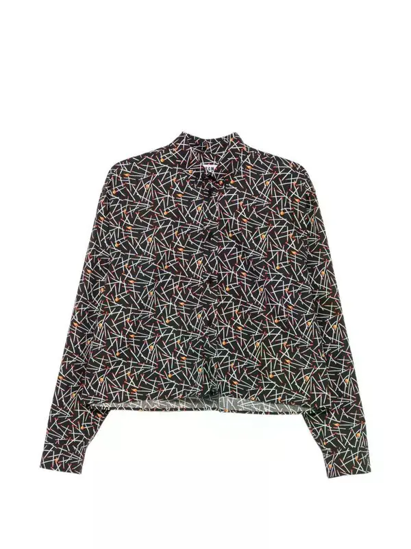 MSGM Matchstick-print Cropped Shirt