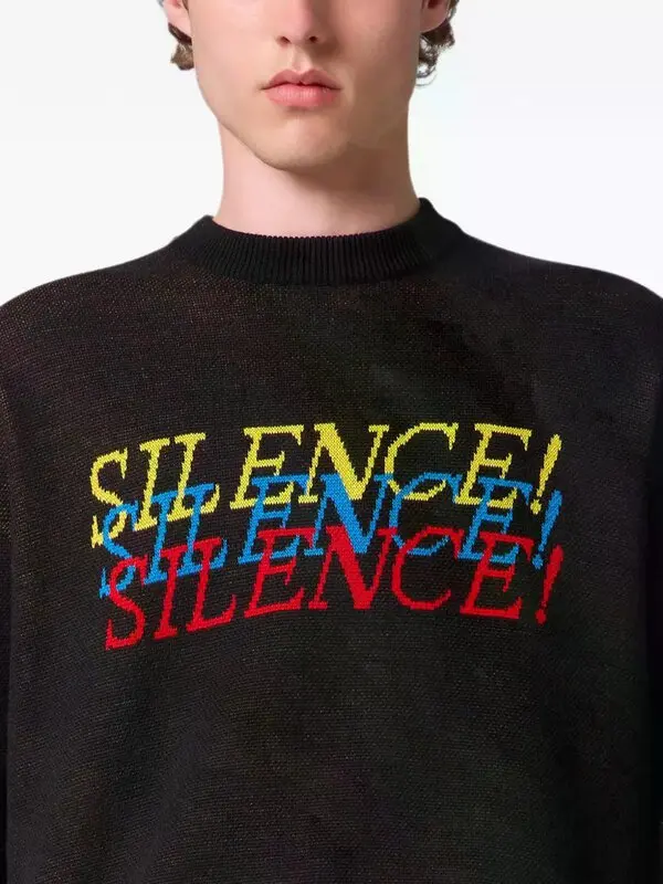 MSGM Slogan-intarsia Crew-neck Sweater