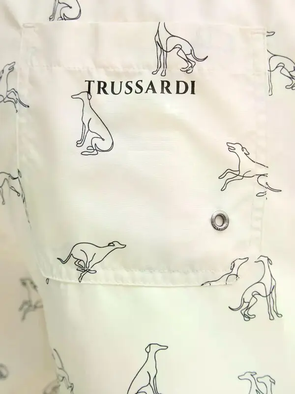 TRUSSARDI Greyhound-print Drawstring Swim Shorts