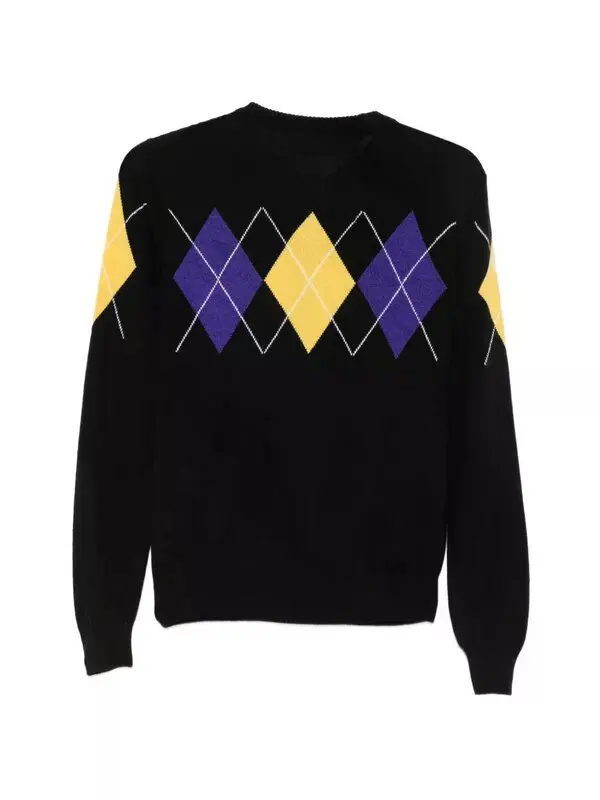 MSGM Argyle Intarsia Button-up Cardigan - Black