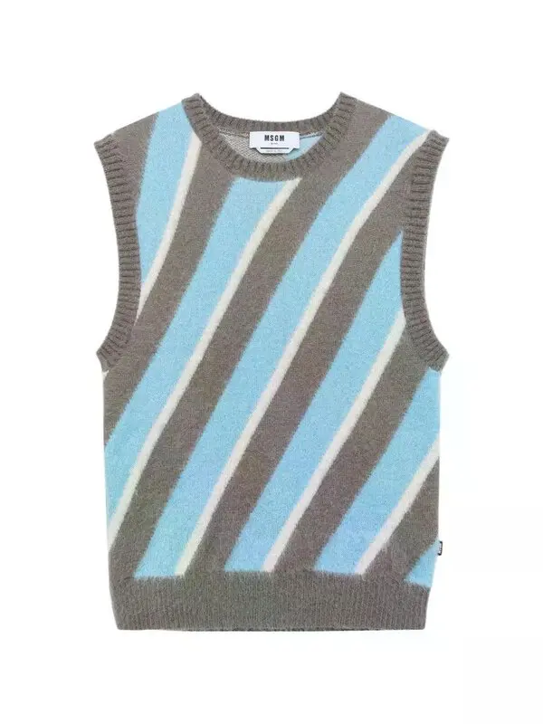 MSGM Diagonal-stripe Sleeveless Sweater
