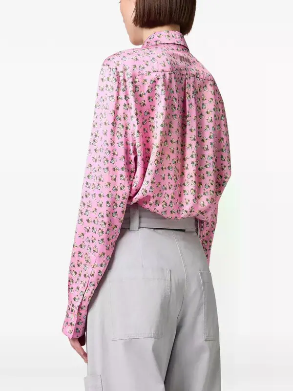 MSGM Floral-print Pussy-bow Shirt